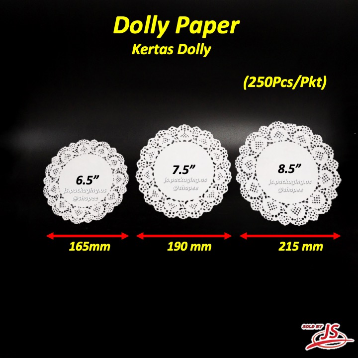 Dolly Paper / kertas dolly - 3.5" - 12" x 250Pcs/Pkt / Kertas Minyak ...