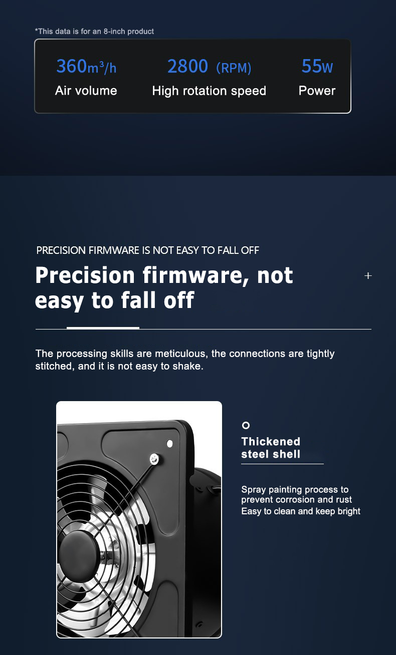 Portable Exhaust Fan 4/6/8/10/12 Inch Powerful Household Industrial ...