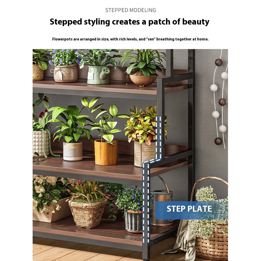 Balcony Flower Rack Living Room Stainless Steel Floor Standing Storage ...