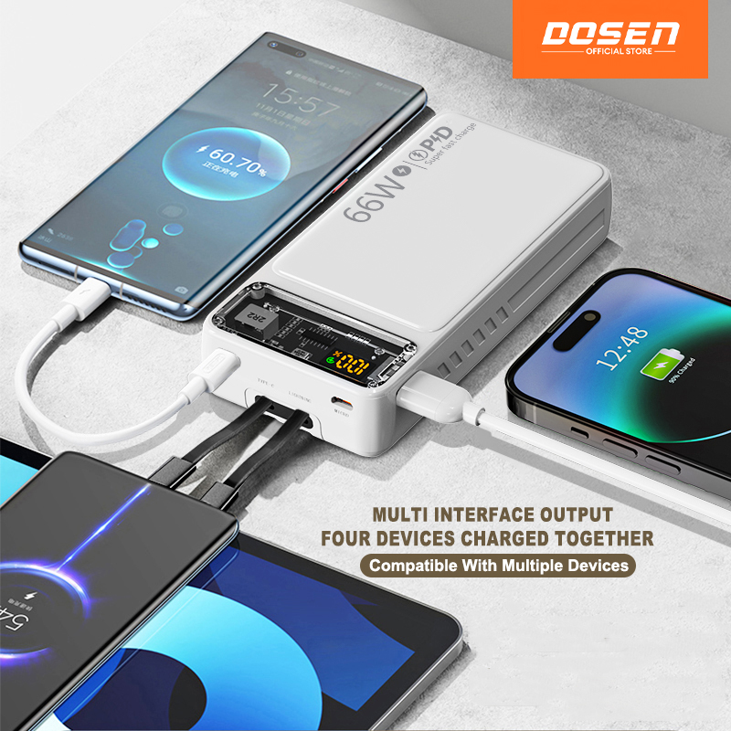 DOSEN Power Bank DX160 PD66W Fast Charging Type-C Input USB Comes with ...