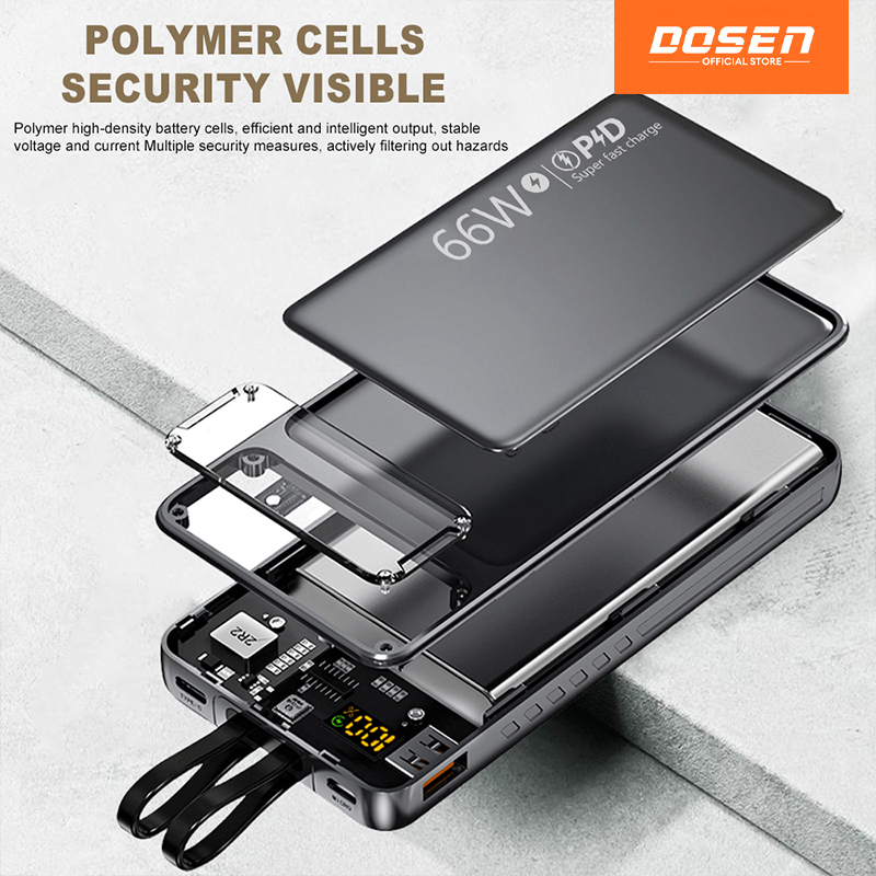 DOSEN Power Bank DX160 PD66W Fast Charging Type-C Input USB Comes with ...