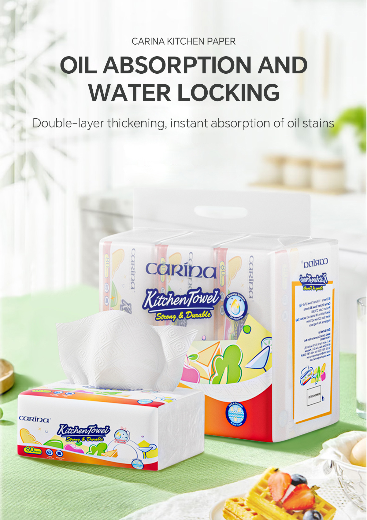 [3PCS]Carina Kitchen Towel Pull-up Towel Hanging Removable Oil ...