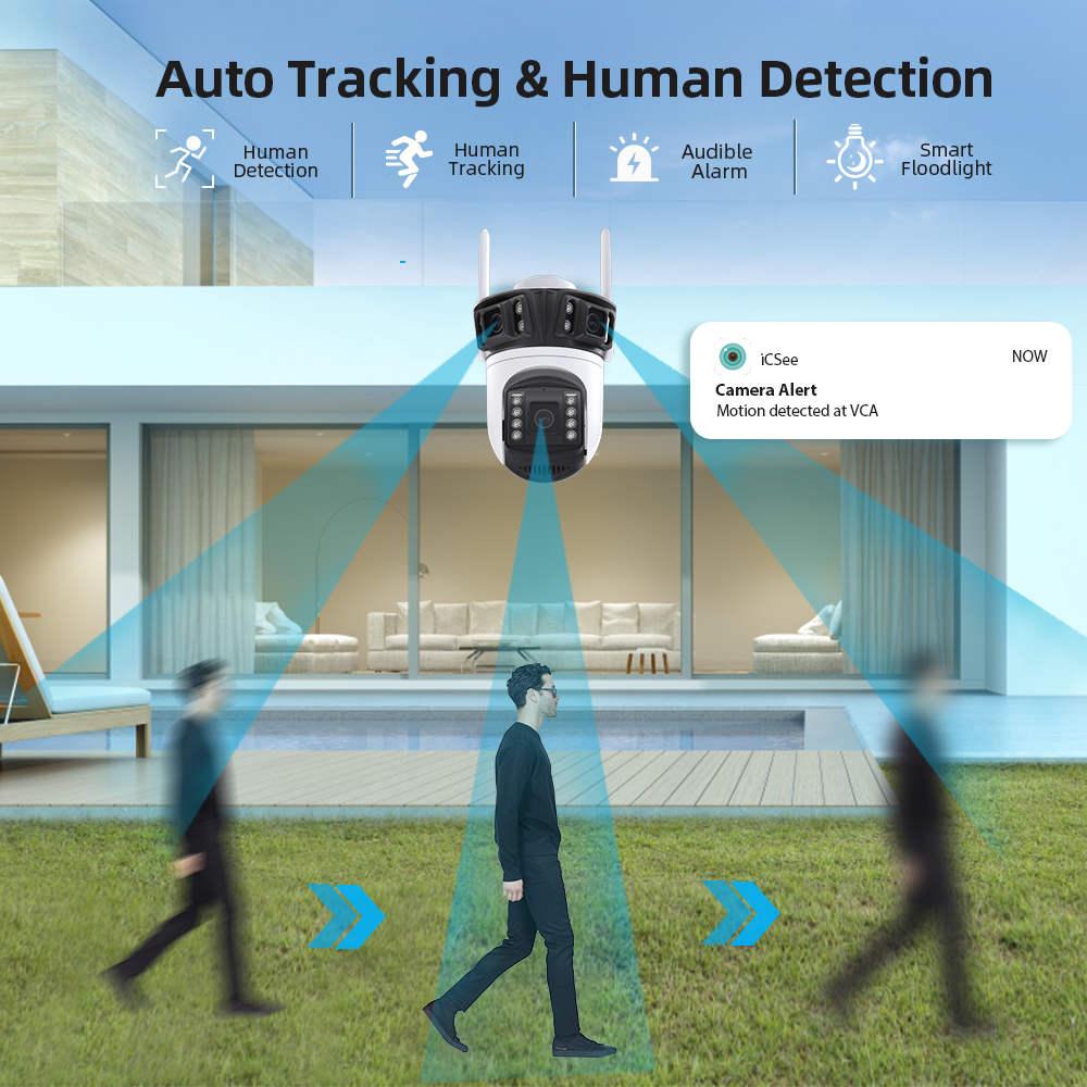 ICSEE CCTV 9MP CCTV Camera Three lenses wireless wifi CCTV Full Color ...