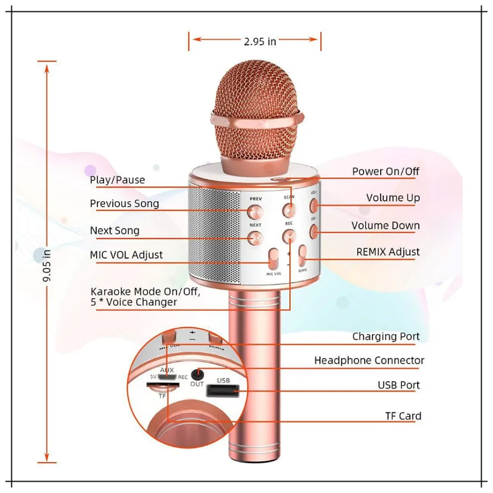 WS858 Portable Rechargeable Bluetooth Wireless MAGIC KARAOKE SPEAKER AND HI-FI MICROPHONE BEST ...