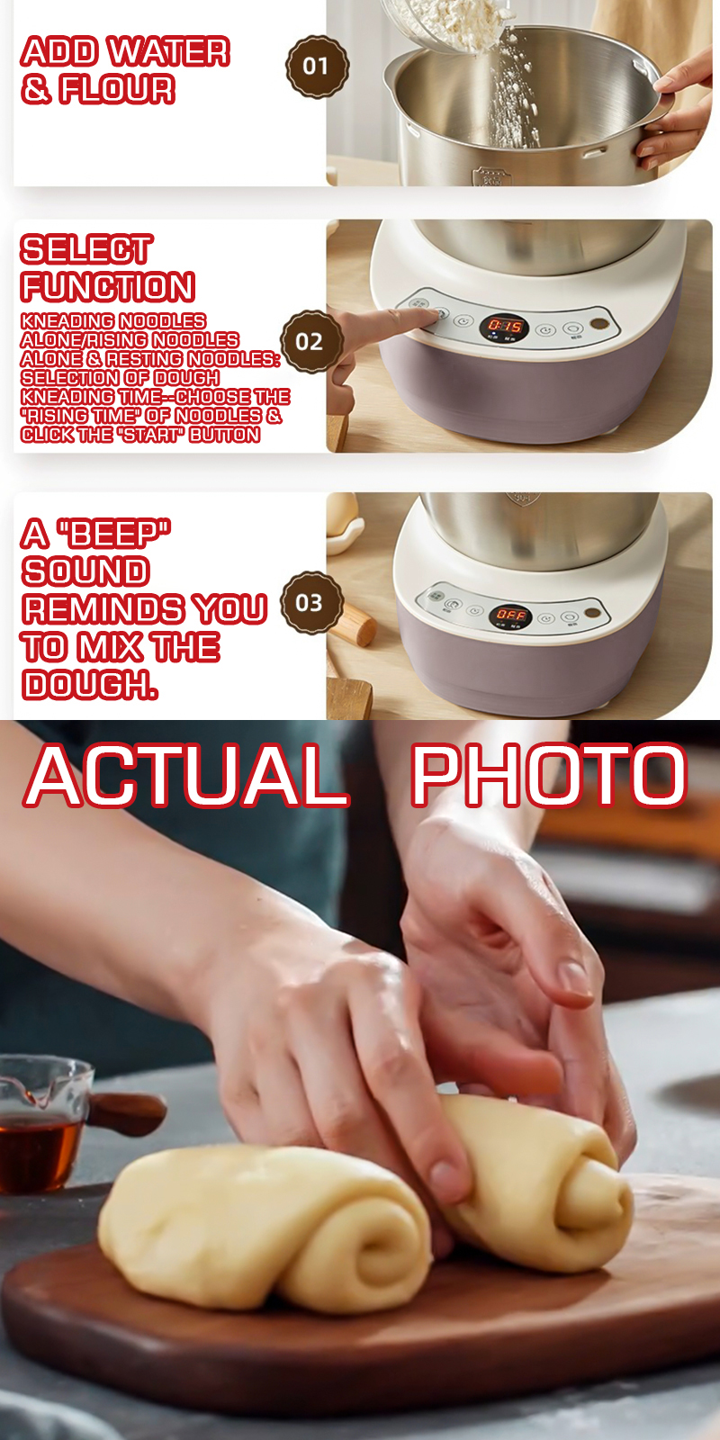 🎁 Lahome Bear 3.5L Automatic Smart Dough Mixer Dough Maker Household ...