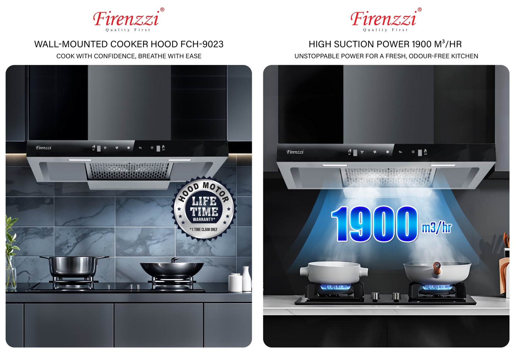 FIRENZZI FCH-9023 Cooker Hood + FIRENZZI Glass Hob FGH-2013 / FGH-2186 ...