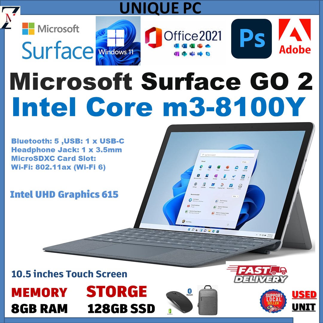 MICROSOFT SURFACE GO 2 INTEL CORE M3-8100Y 8TH GEN ORIGINAL KEYBOARD ...