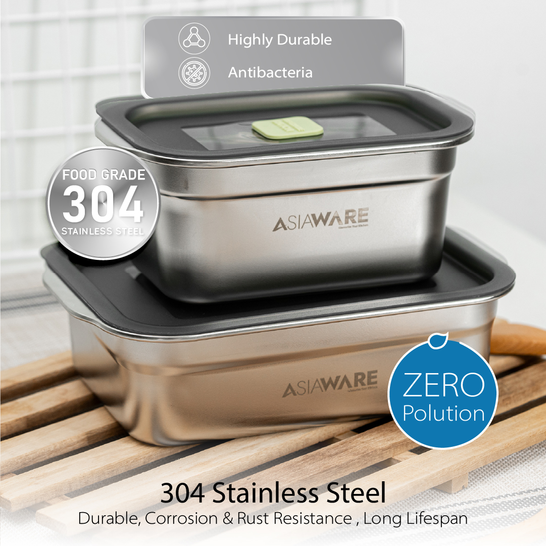 ASIAWARE 304 Stainless Steel SUS304 Lunch Boxes Food Storage Container ...