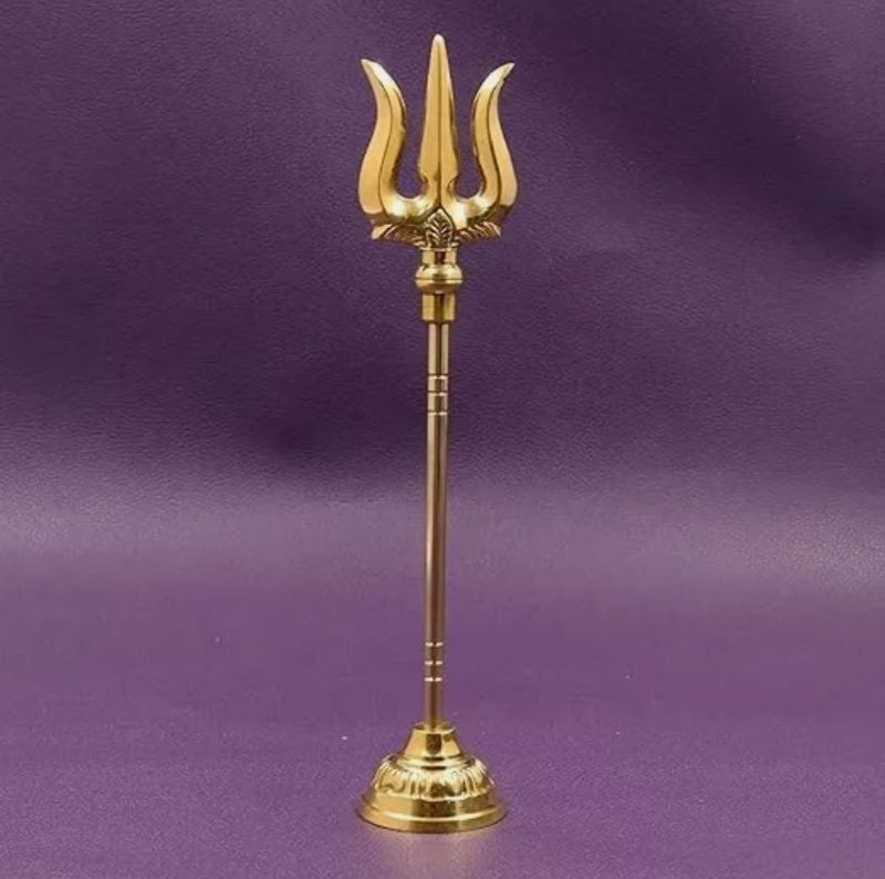 Golden Brass Soolam Amman Trishul Brass with Round Base Kali Soolam ...