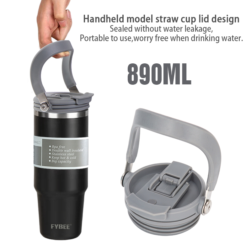 890ml 304 Stainless Steel Handheld Thermos Insulated Vacuum Tumbler Hot or Cold Mugater Bottle ...