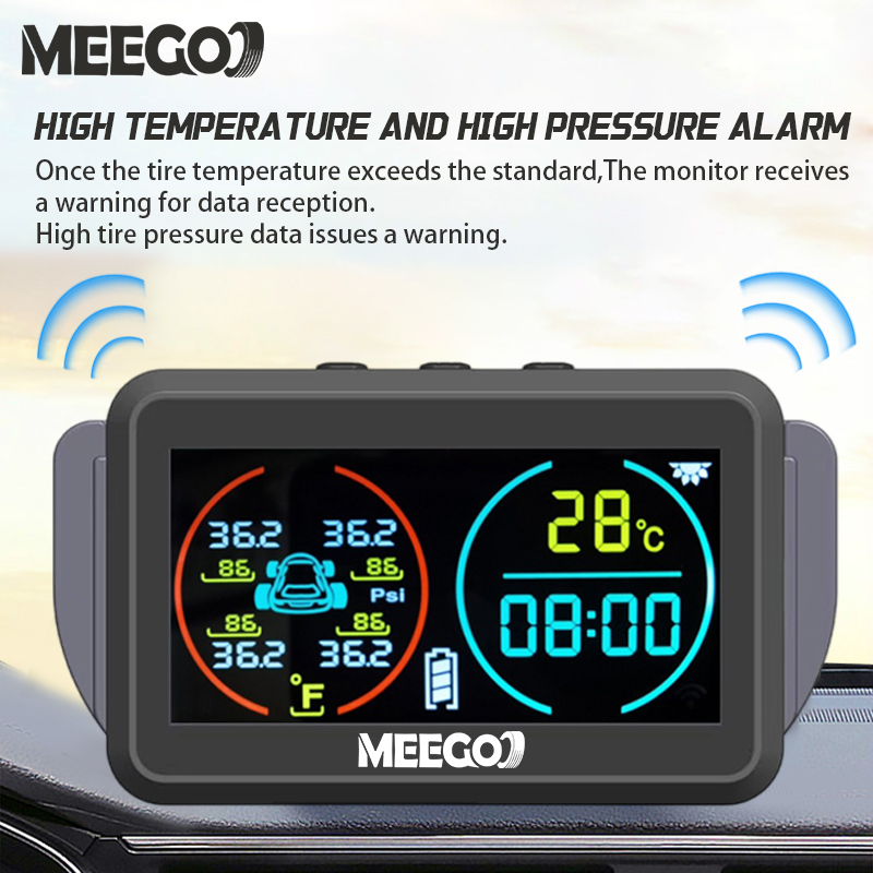 MeeGoo TPMS Large Screen LED Display Tyre Pressure Monitor 輪胎監測器 (4 ...