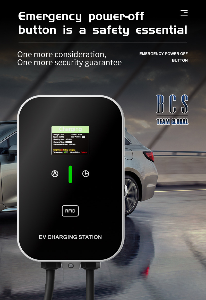 ( READY STOCK ) AC Type 2 EV Wall box Charger LCD Screen 7kW 11kW 22kW ...