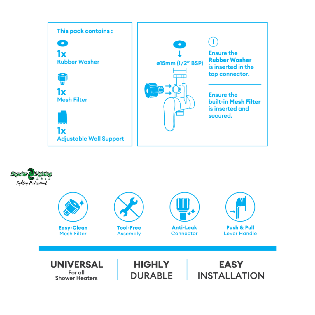 ALPHA GEN C FILTER STOP VALVE FOR INSTANT SHOWER WATER HEATER IM9 ...