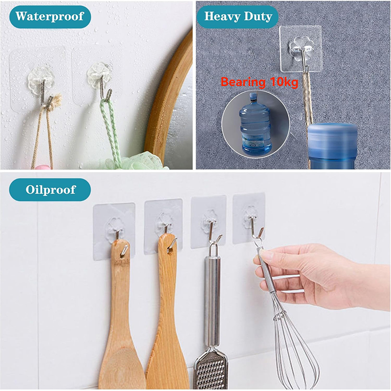 【10/50pcs 】Kitchen Magic Hook Reusable Wall Hooks Strong Sticky Sucker ...