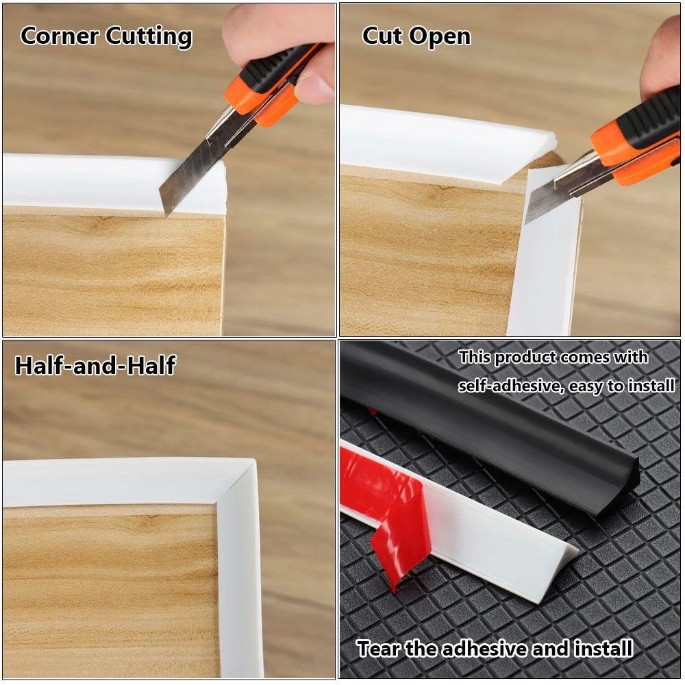 1M Kitchen Water Barrier Guard Self-adhesive Bathroom Water Strip ...
