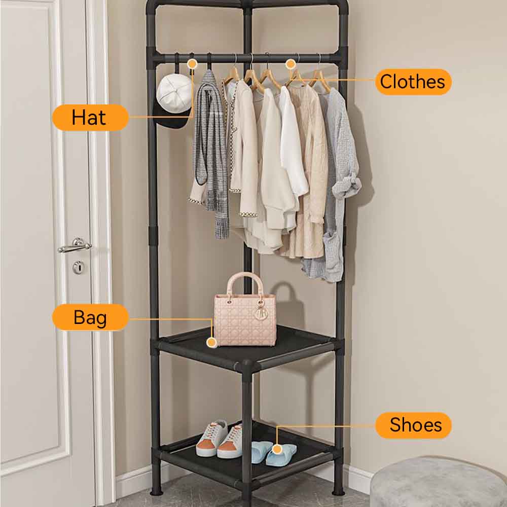 2 Layer Corner Rack Corner Hanging Storage Space Saver Storage Rack ...