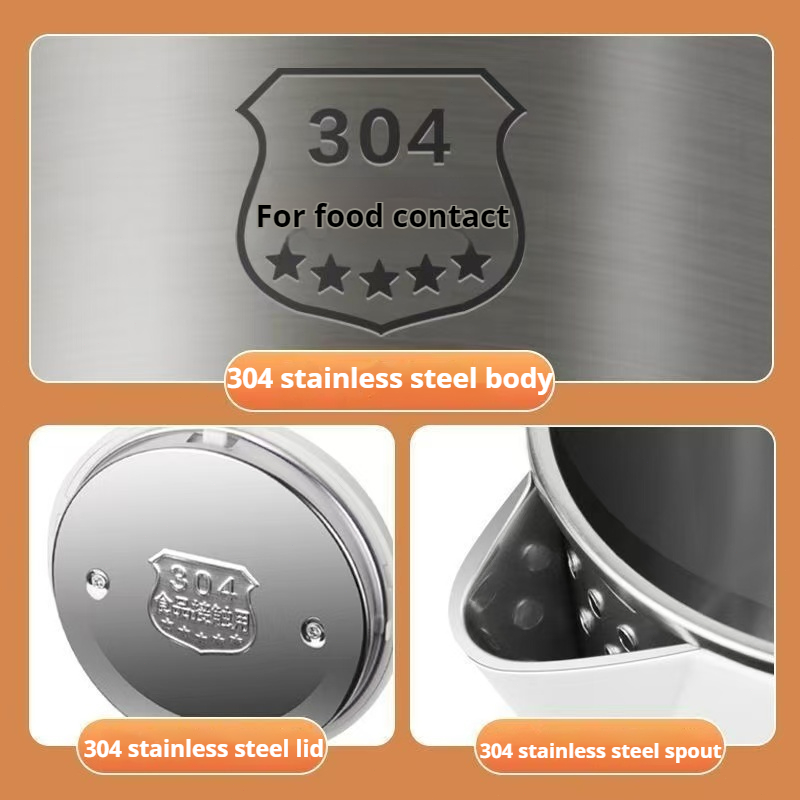 Electric Kettle Big Capacity Stainless Steel Water Heater Jug Double ...