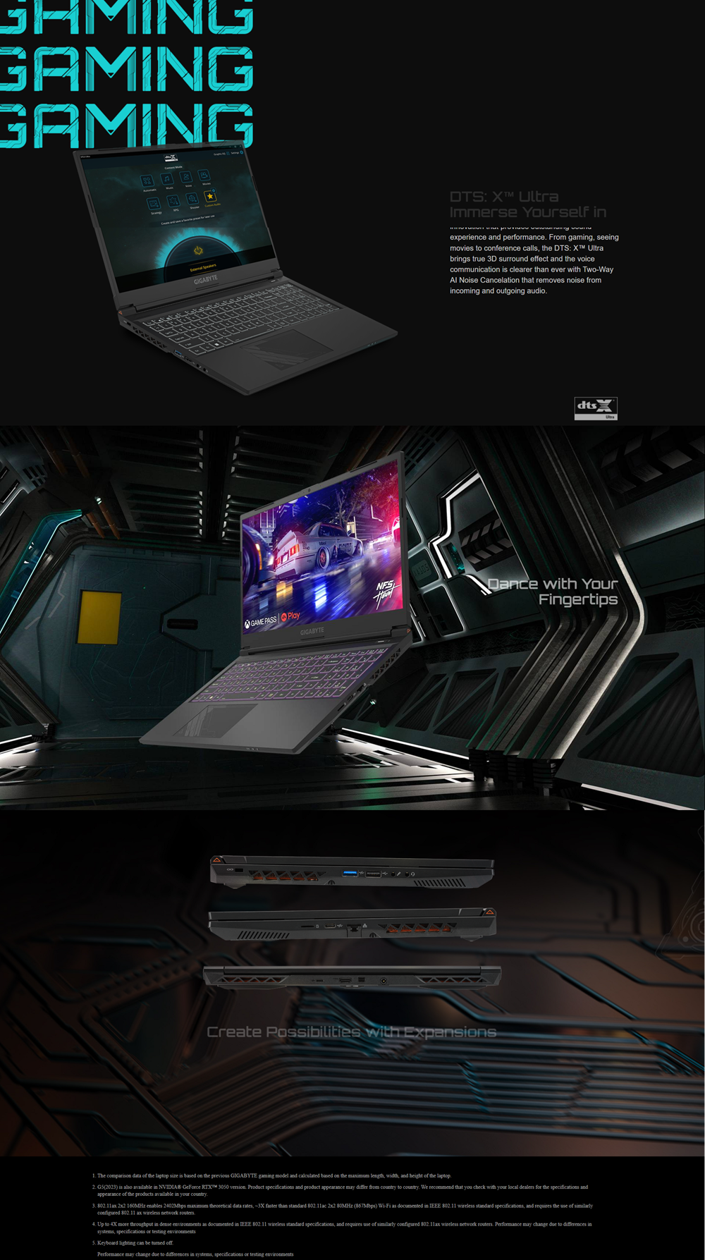 GIGABYTE LAPTOP G5 KF5 AI H3MY353KH GAMING (I7-13620H/ 16GB DDR5/512GB SSD/8GB RTX4060/15 FHD ...