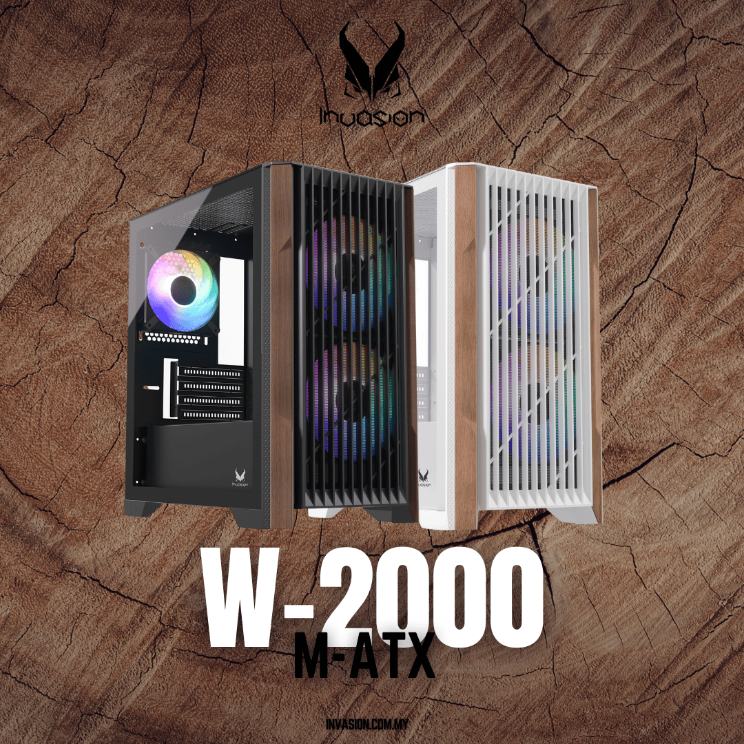 Invasion W-2000 Compact M-ATX Gaming Case with Natural Beech Wood Panel ...