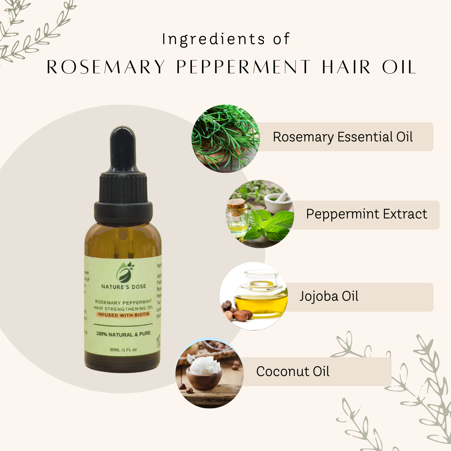Nature's Dose 100% Rosemary Peppermint Hair Oil for Hair Growth and Anti Hair Loss | Shopee Malaysia