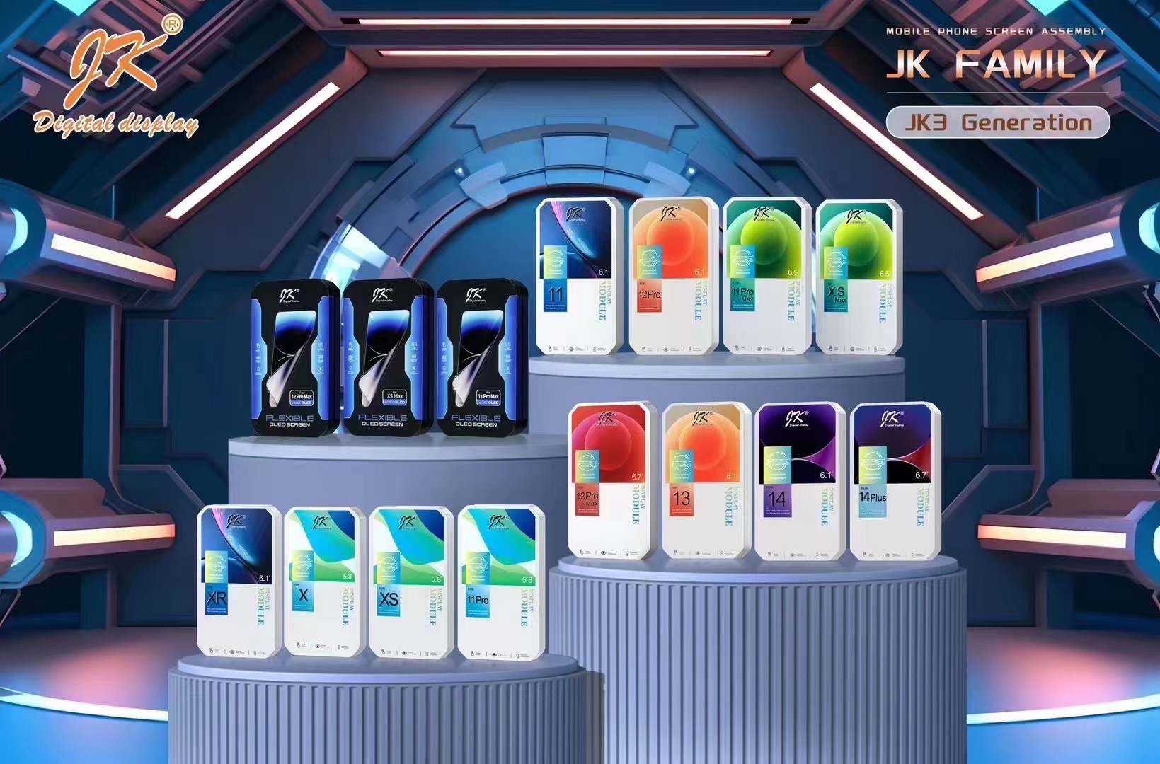 JK LCD Display Touch Screen Compatible For IP 16 15 14 13 12 11 PRO MAX ...