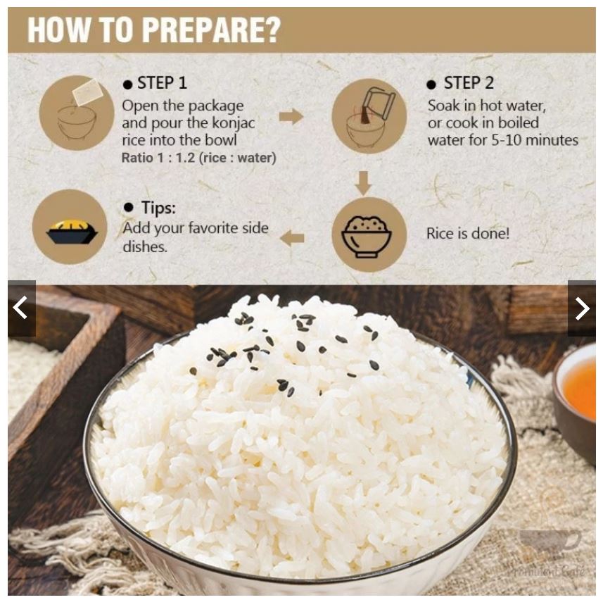 Keto Slim Instant Zero Fat HALAL Dry Konjac Rice Ready To Eat Shirataki ...