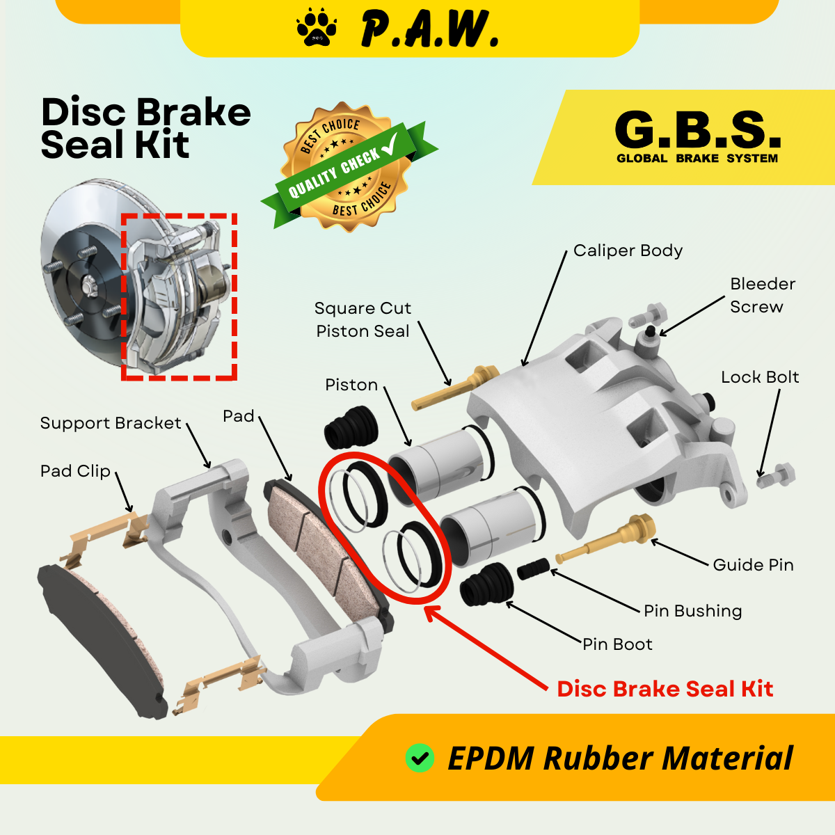 GBS Disc Brake Seal Kit For PERODUA VIVA 660 VIVA 850 VIVA 1.0 (Front ...