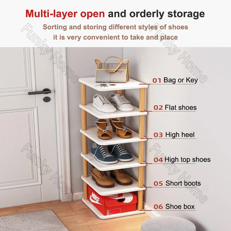 Funky Home-Multi-layer Wooden Shoe Rack Storage Rack Saves Space and Is ...