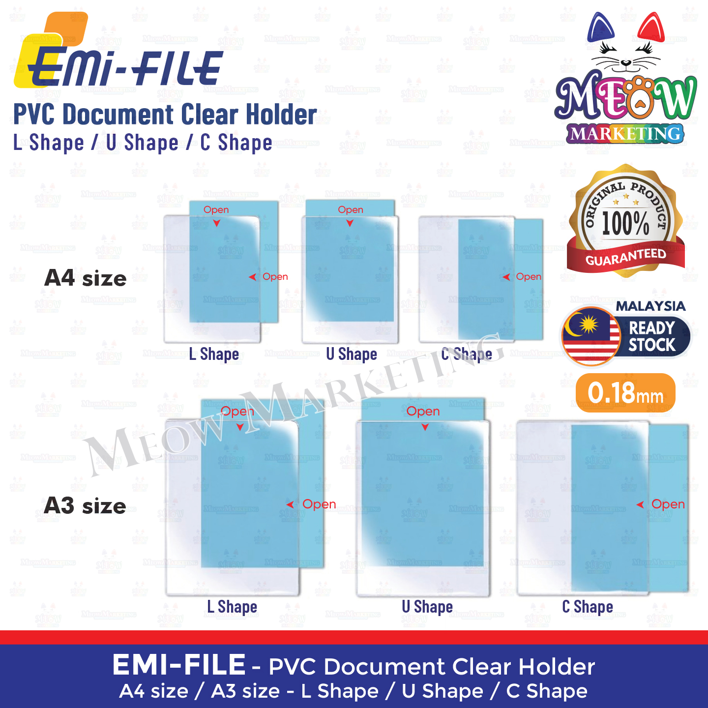 EMI File PVC Document Clear Holder A4 / A3 - L Shape File / U Shape ...
