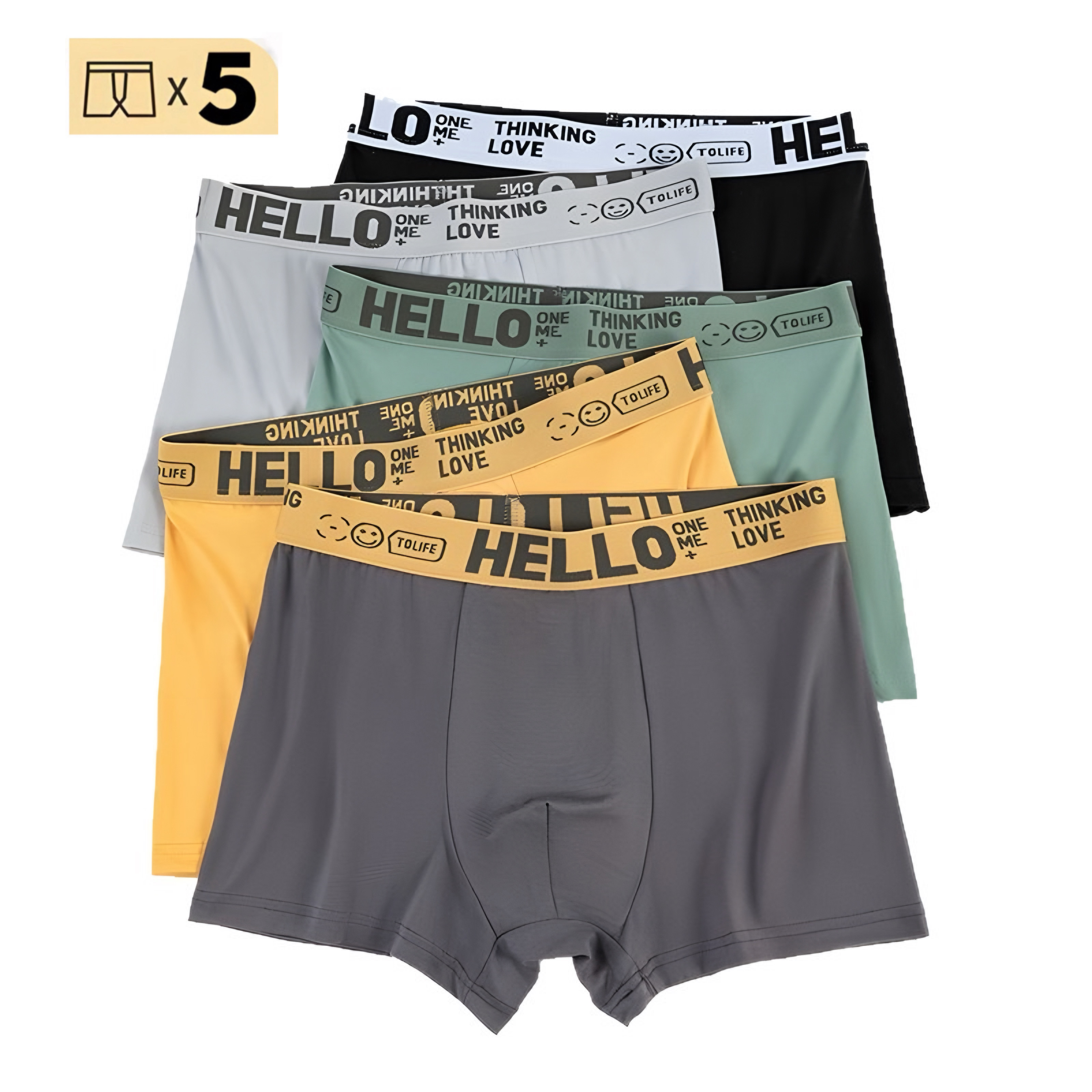 HELLO BOXER Seluar Dalam Lelaki 5 Pcs Boxer Underwear Men Cotton Seluar ...