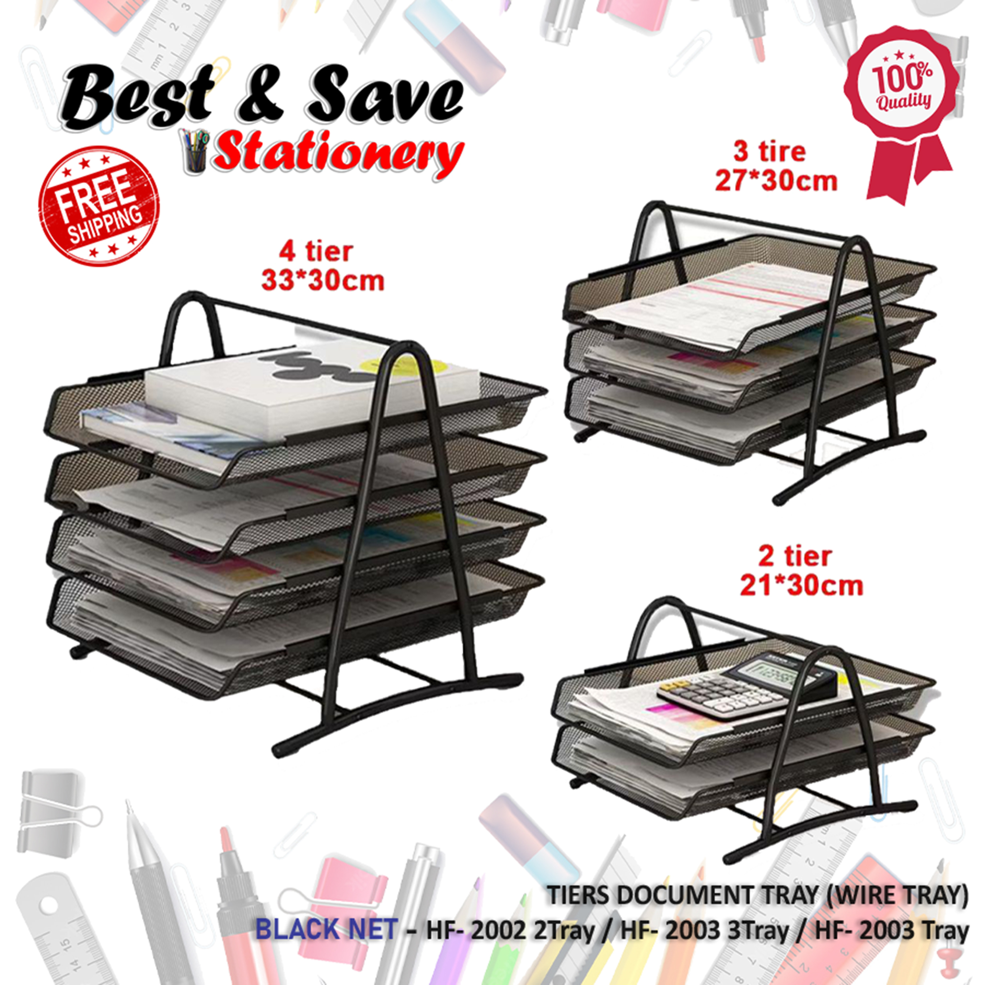 Masterborong 2 / 3 / 4 Tier A4 Size Metal Desk Document Tray Wire Mesh ...