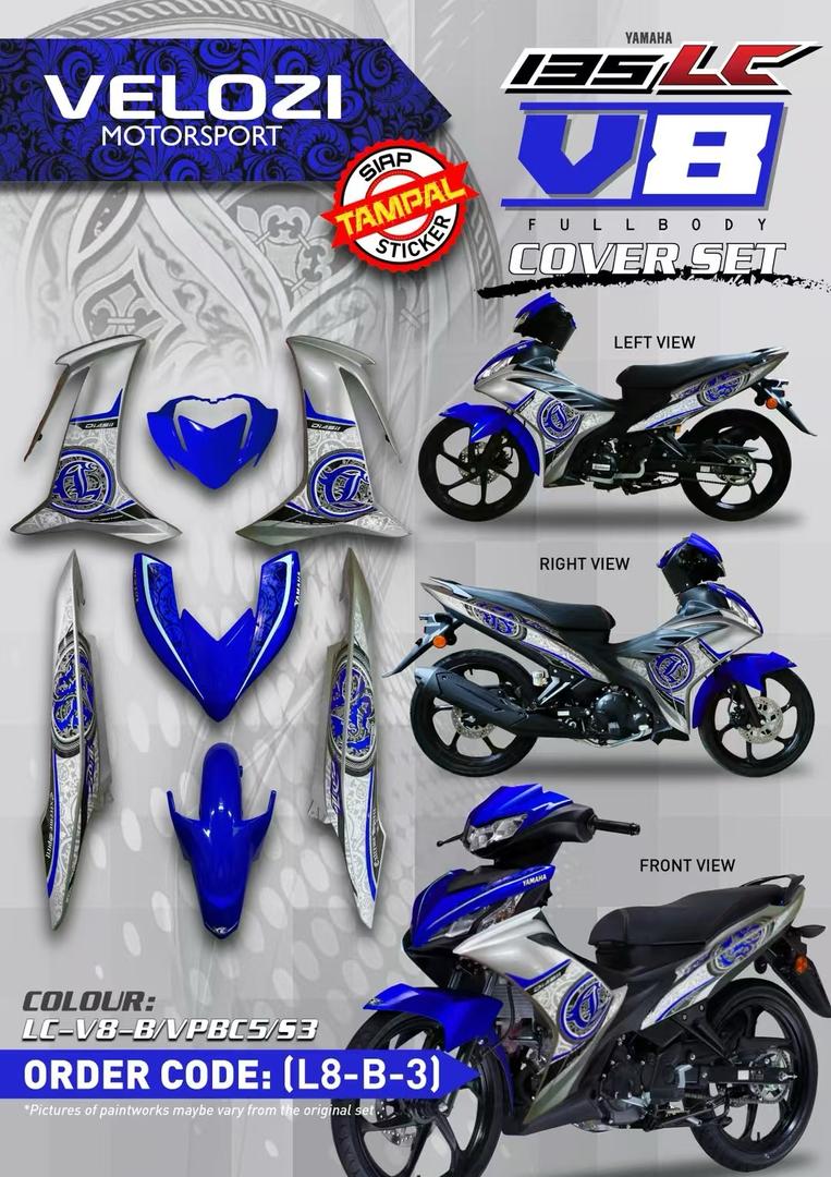 COVERSET BODYSET LC135 LC V8 DR BLUE BIRU BATIK 044 FUEL INJECTION FI ...