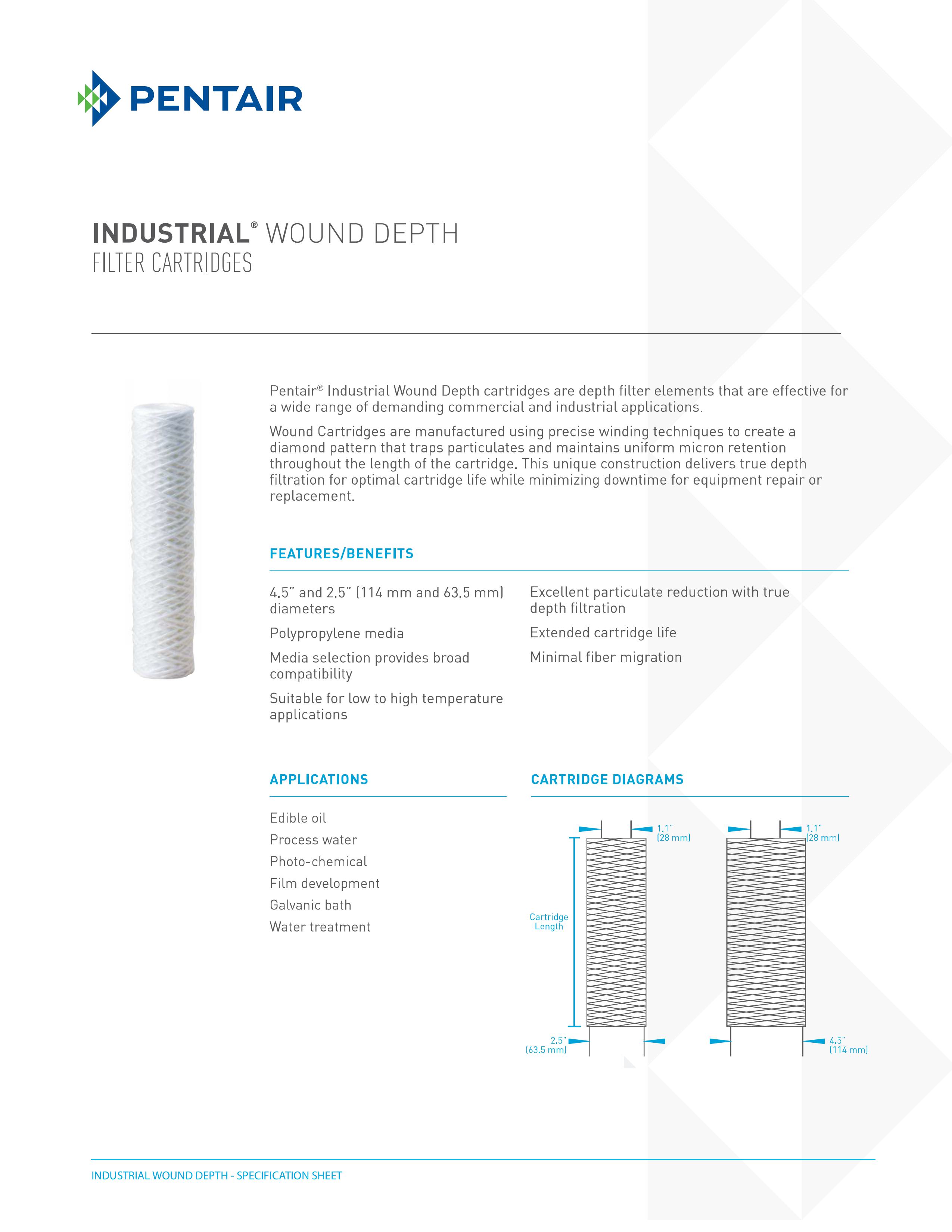 PENTAIR PENTEK SWP1-10-12 SWP-Series String Wound PP Water Filter ...