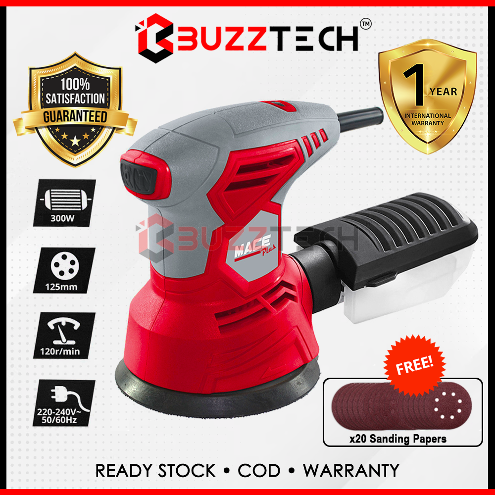 BuzzTech MACE Plus 300W Rotary Sander 125mm Heavy Duty Sanding Tool Finishing Polisher Machine ...