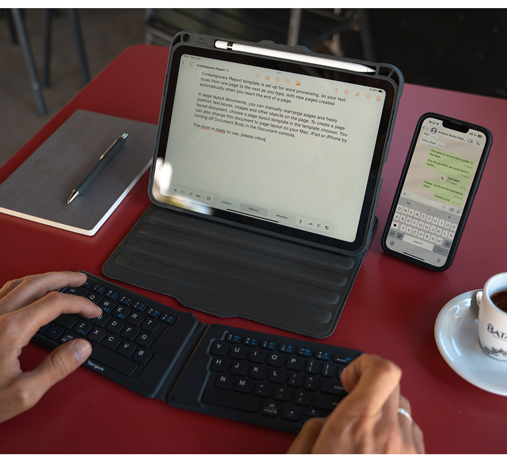 AKF003AP - Targus Ergonomic Foldable Bluetooh Antimicrobial Keyboard ...