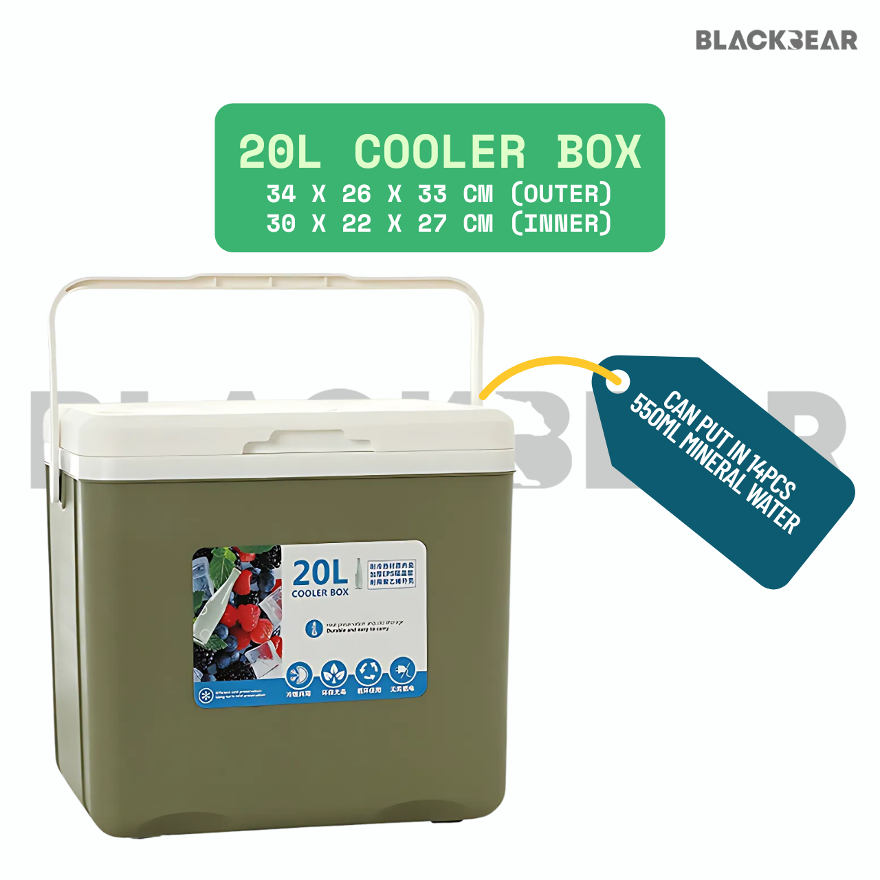 Camping Cooler Box Kotak Ais Tahan Sejuk Memancing for Outdoor Picnic ...