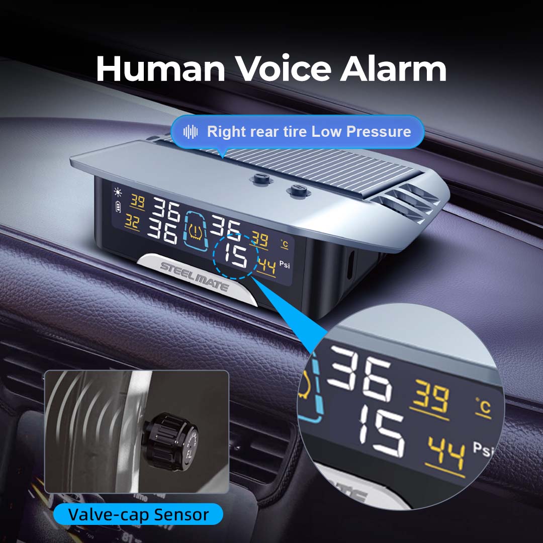 Steelmate Solar Powered External TPMS S23 Pro Tire Pressure and Temp ...