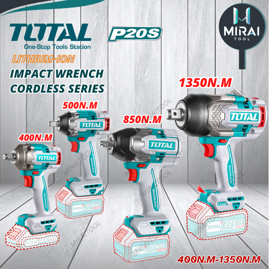 TOTAL 20V Li-ion Brushless Motor Cordless Impact Wrench 400-1350NM ...