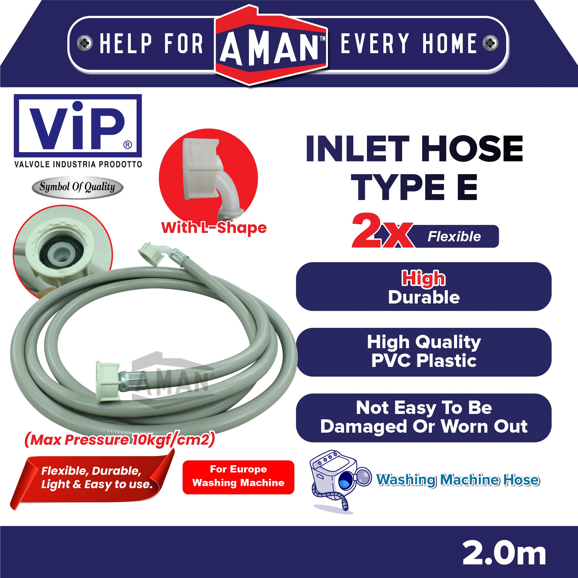 ViP Washing Machine Inlet Hose Washer Pipe Connector Paip Mesin Basuh ...