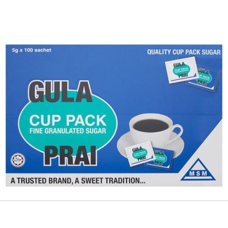 Cup 5g Sugar Gula Sachet MSM Prai Pack Halus Fine Granulated 100's ...