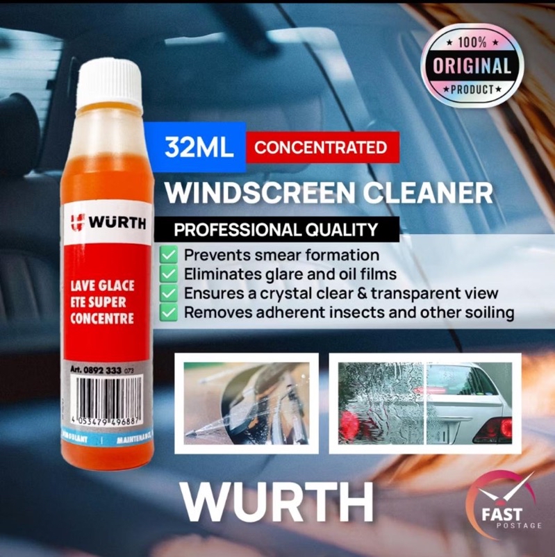 Wurth Rapid Windscreen Cleaner Wiper Tank Shampoo oil film removal ...