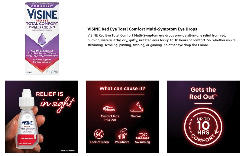 Visine Eye Drops | Red Eye | Allergy Eye Multi-Action | Hydrating ...