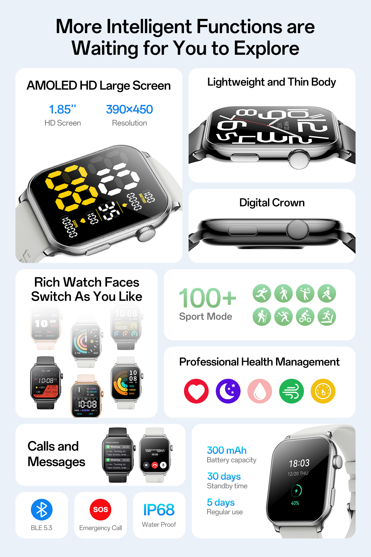 Aolon New GTS 3 Smart Watch Amoled Display Ultra-thin Metal Body ...