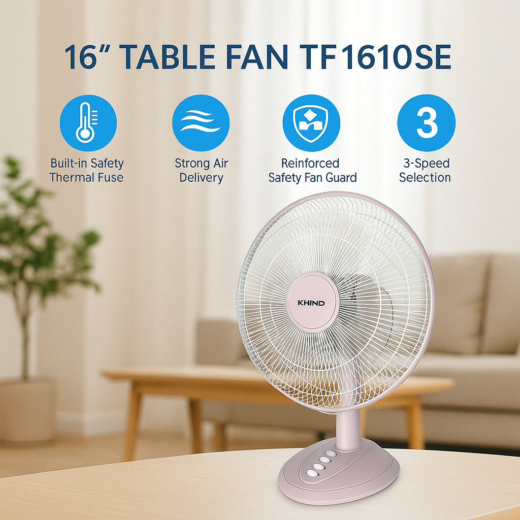 Khind TF166 TF1610/TF1610SE Table Fan 16 Inch 3 Speed Setting Kipas ...