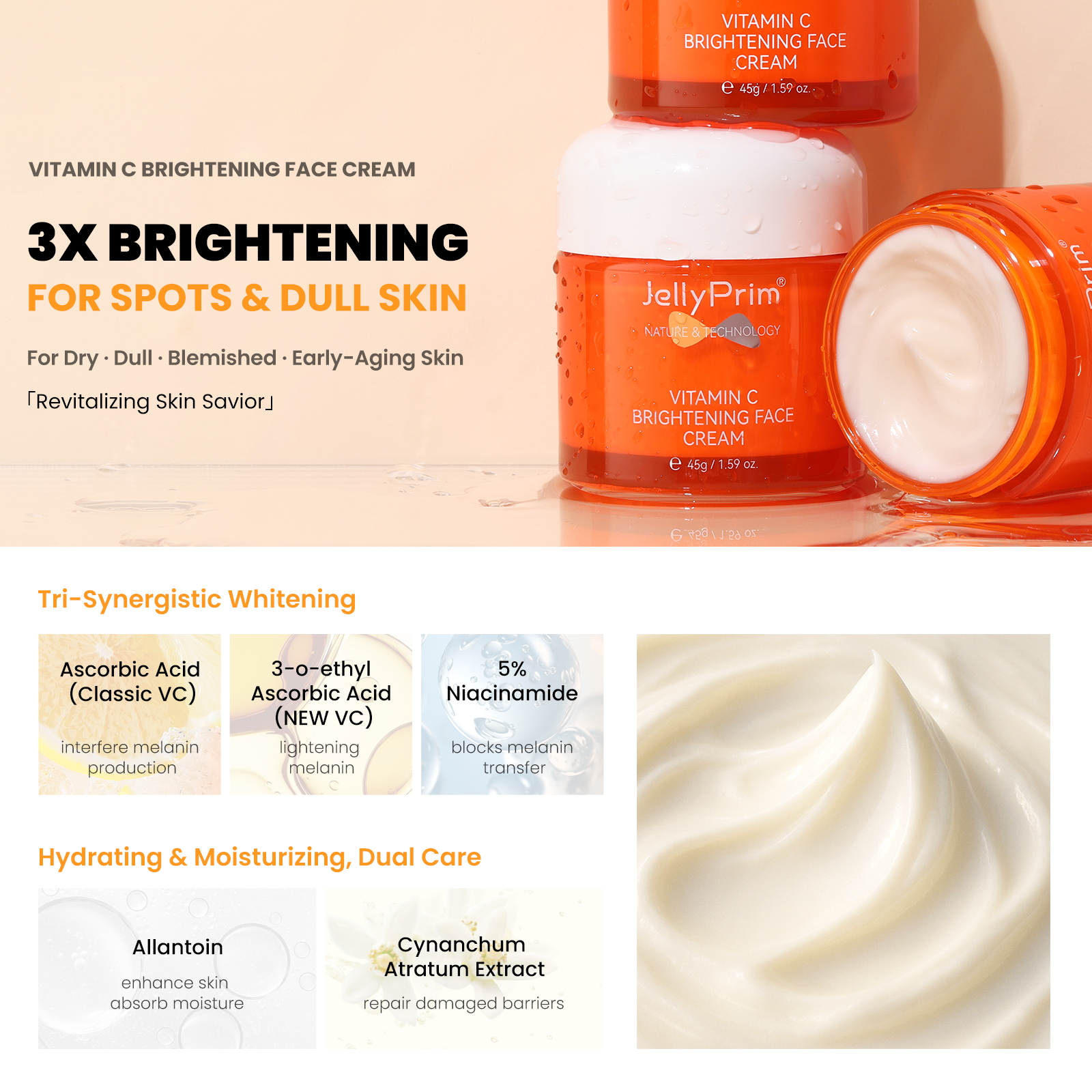 Jellyprim Vitamin C Whitening Moisturizer Niacinamide Dark Spot ...
