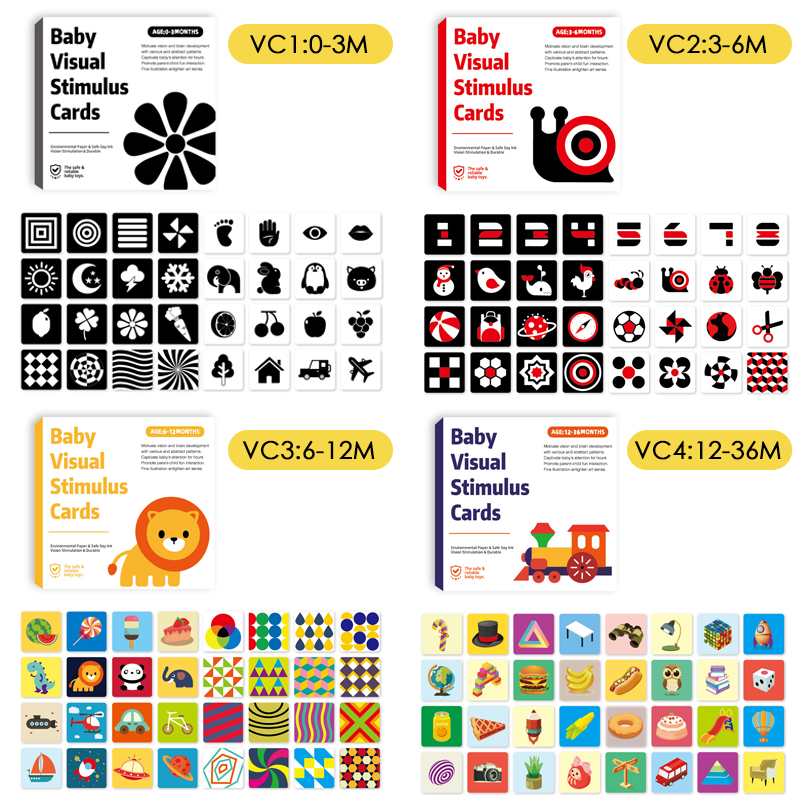 Montessori Baby Flash Card Baby Visual Stimulus Cards 0-36 Months ...