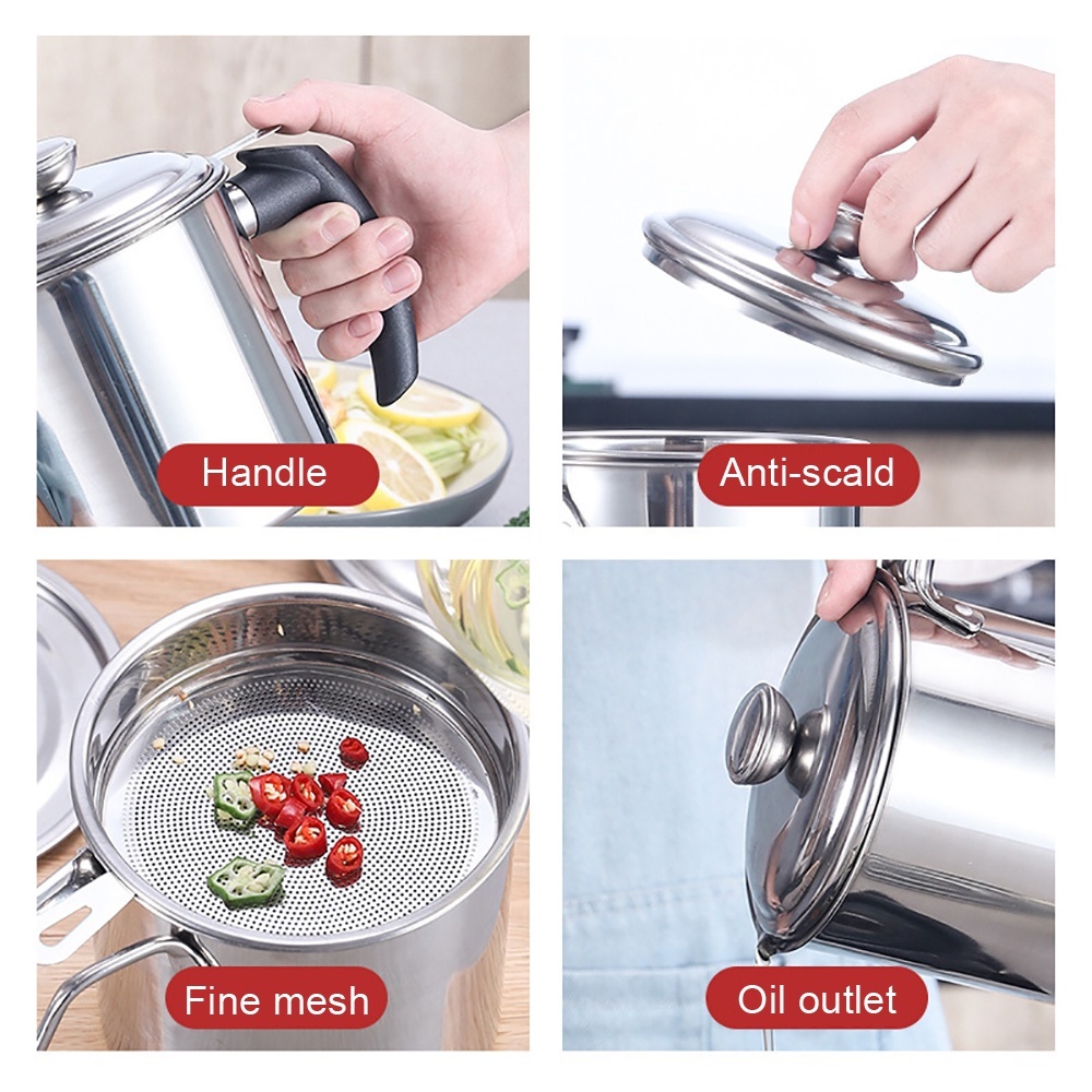 1.4L Stainless Steel Oil Filter Pot Container Tank Residue Filter Oil ...