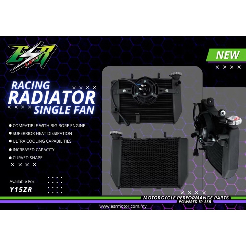 ESR MOTOR RED LEO RADIATOR+BIG FAN Y15ZR LC135 Y16ZR NVX155 V1/V2 RS150 ...