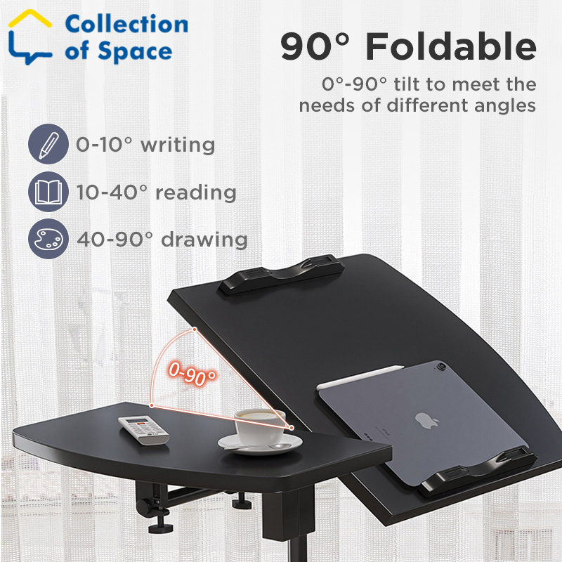Sofa Side Table Foldable Table with Wheel Adjustable Side Table Laptop ...