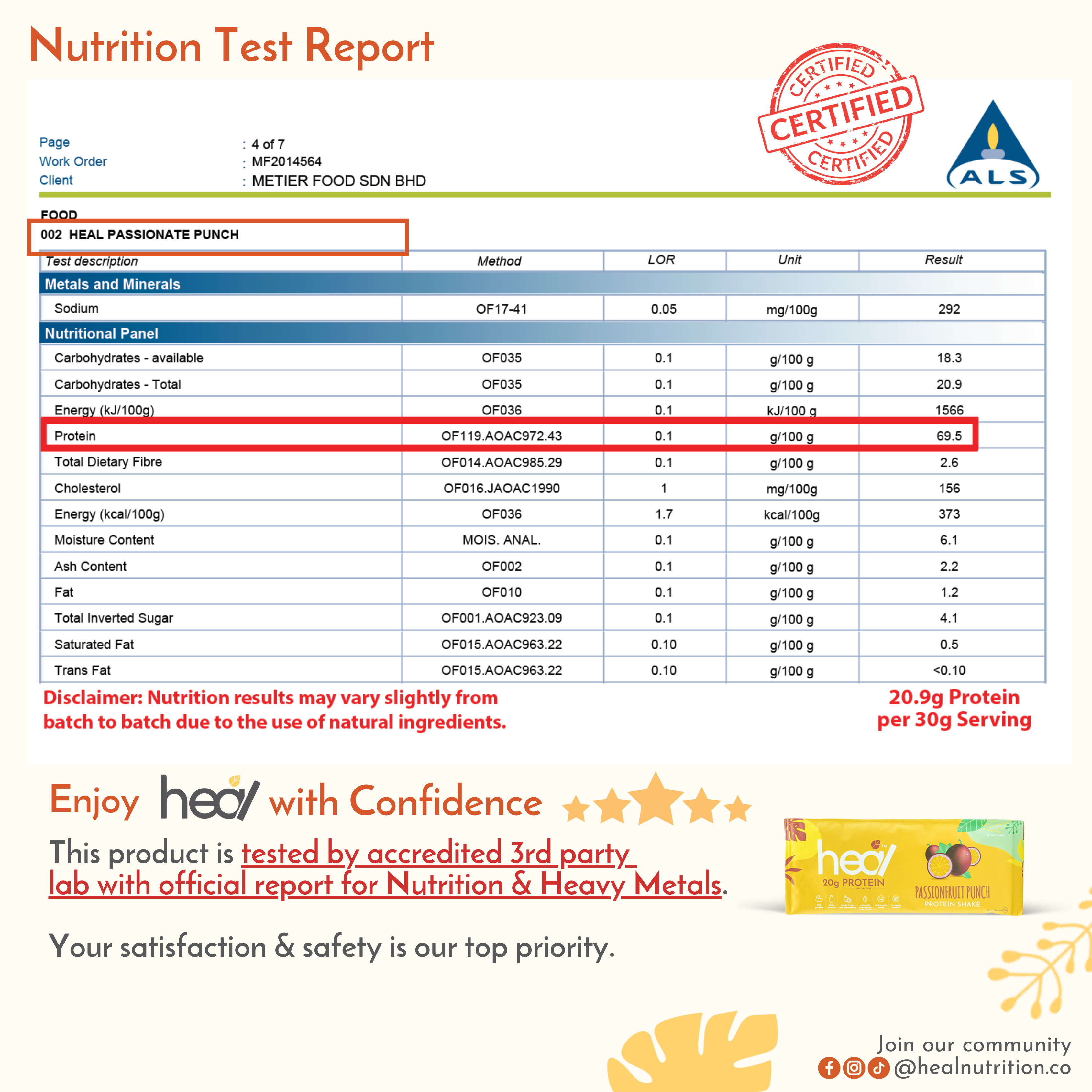 Heal Protein Shake Powder Whey Protein/Pea Protein 16'S Suitable for ...